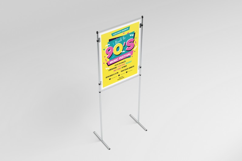 Simple Poster Stand Board Mock Up By MassDream